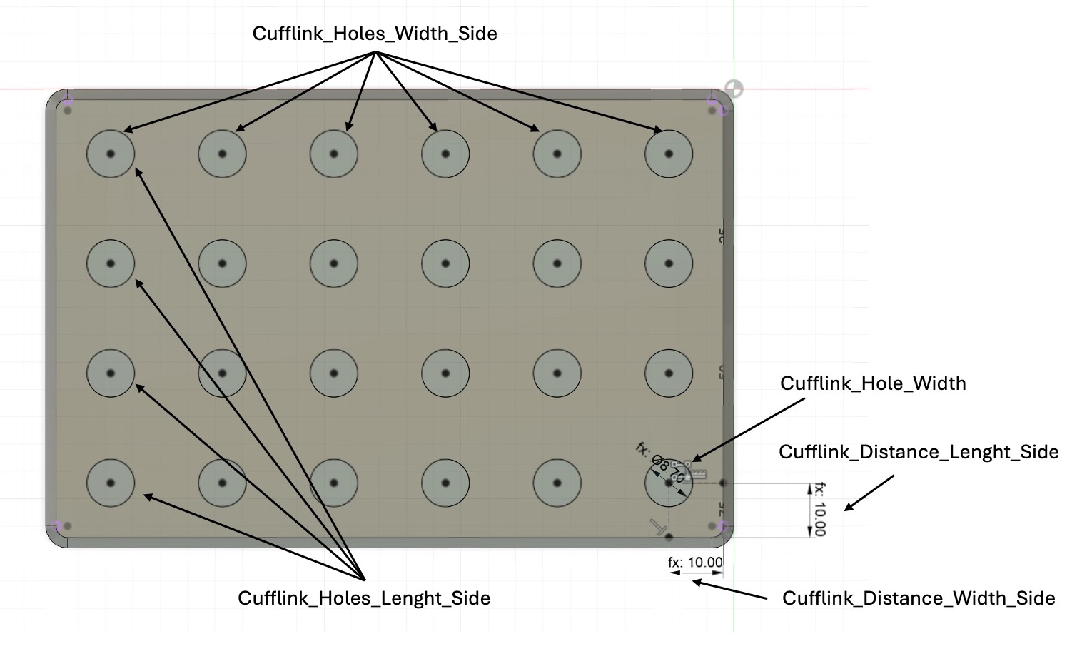 Gridfinity Parametric Cufflinks Holder - Stefano Bertini